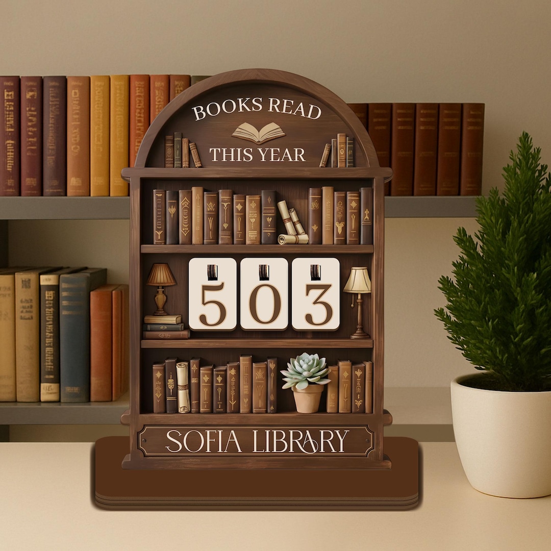 Personalized Books Read This Year Tracker, Custom Wooden Library Sign ...