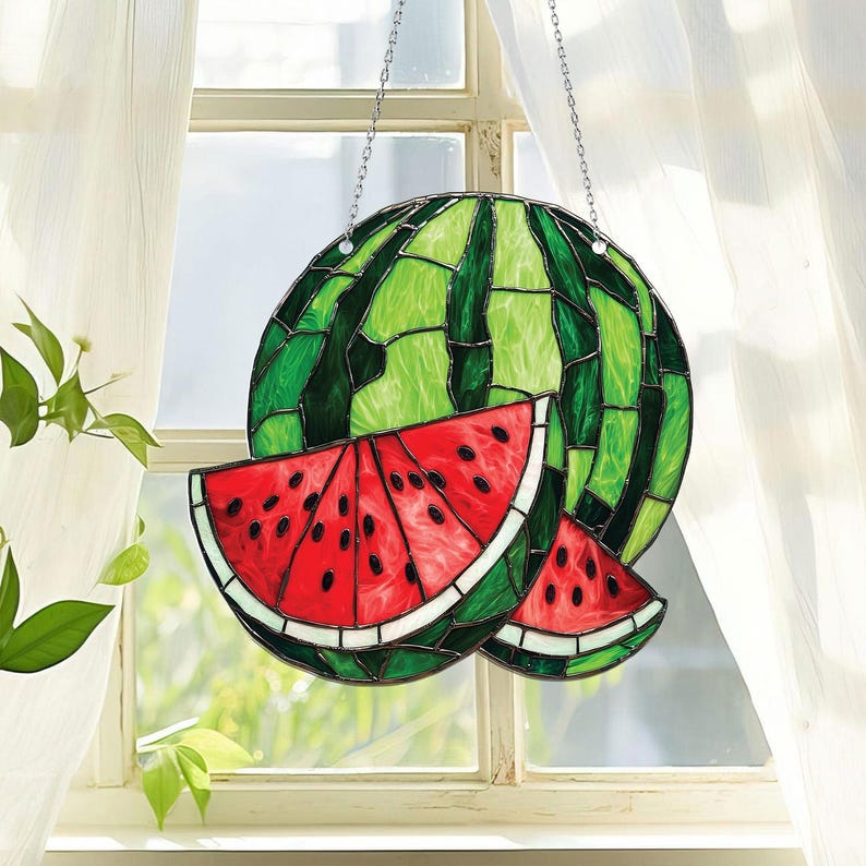 Watermelon ACRYLIC Window Hanging, Watermelon Suncatcher, Home Decor ...