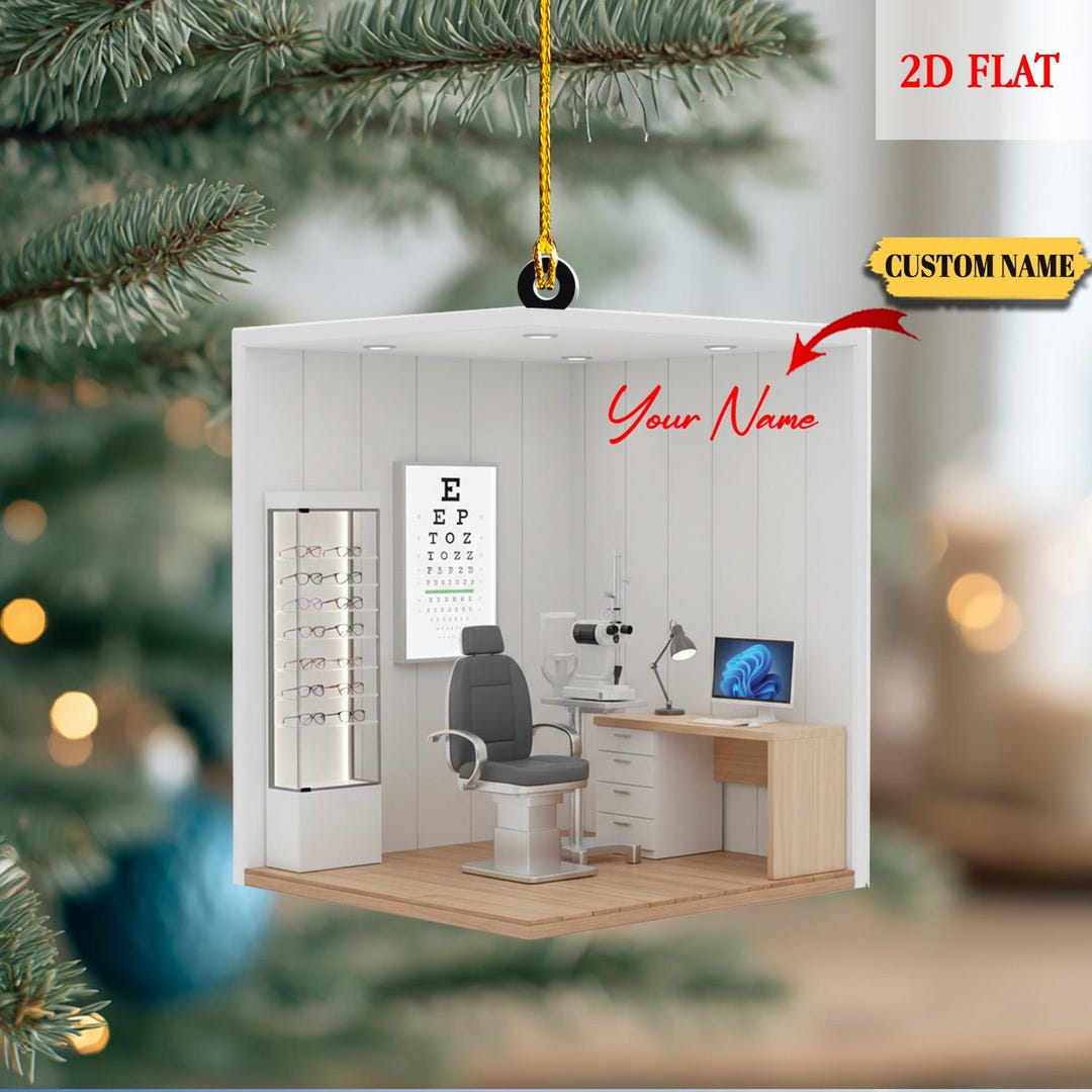 Personalized Optometrist Christmas 2D Ornament Ophthalmology Clinic ...
