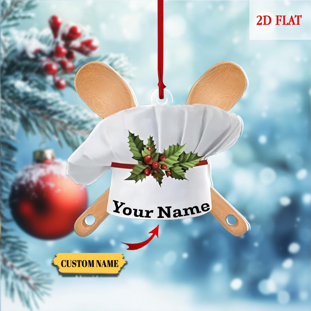 Personalized Chef Ornament Acrylic, Custom Cooking Xmas Tree Decoration ...