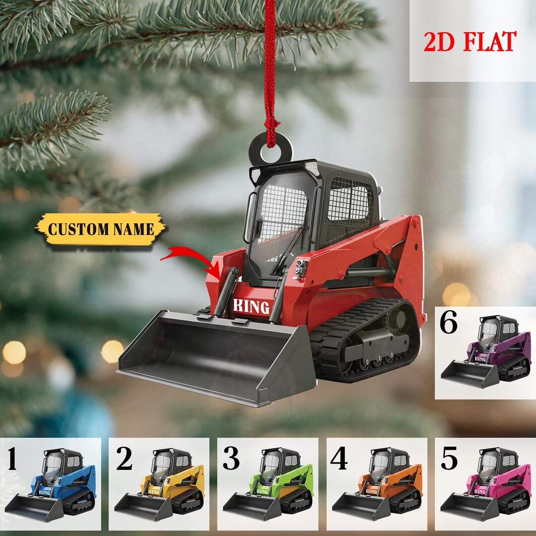 Personalized Bulldozer With Name and Color 2d Flat Acrylic Ornament ...