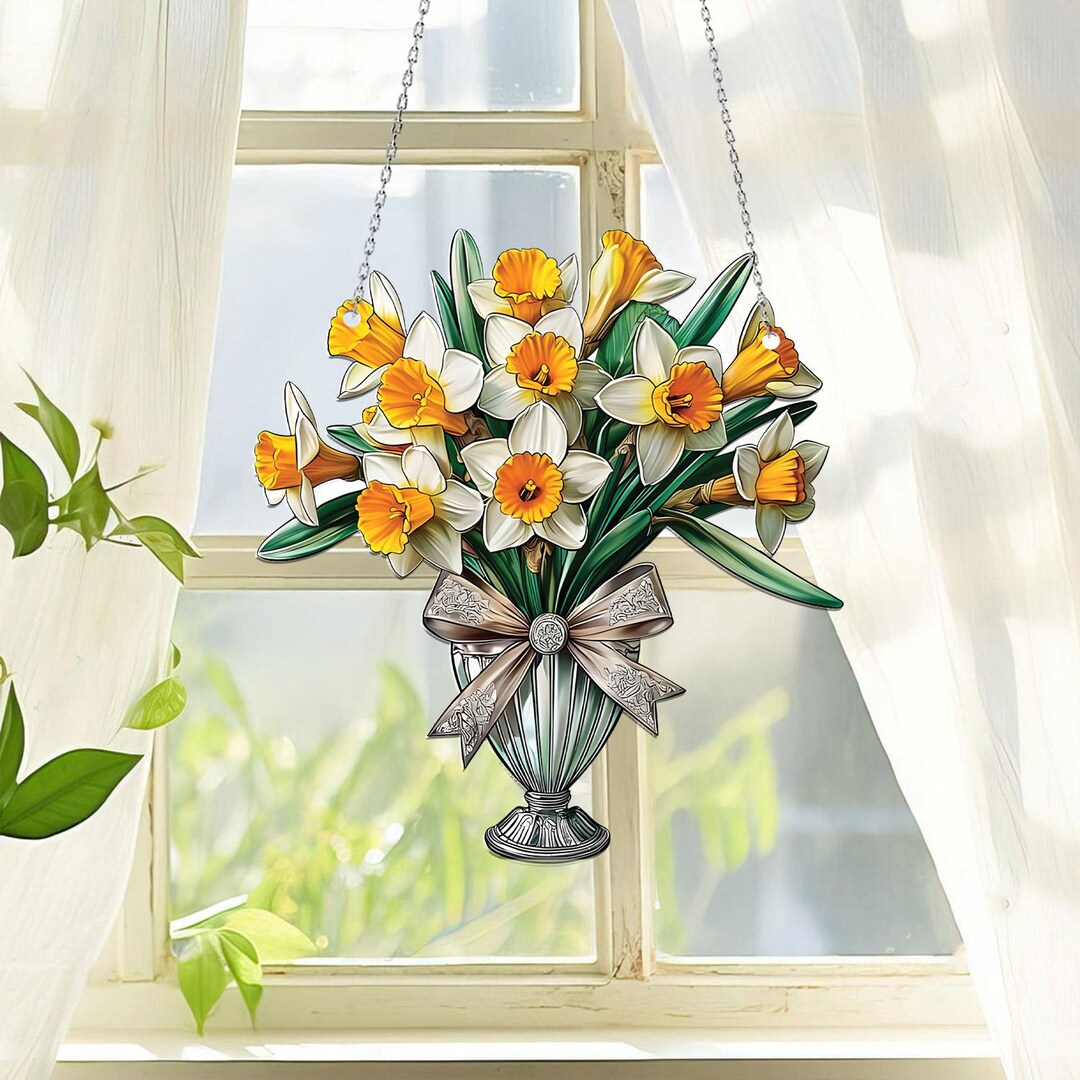 March Birth Flower Daffodil Acrylic Window Hanging – Spring Window ...