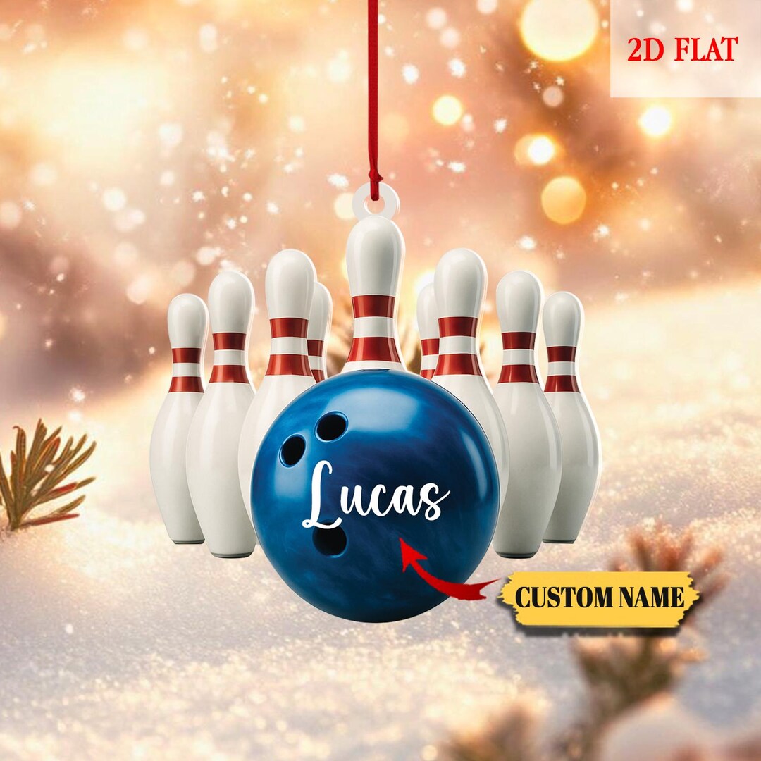 Personalized Bowling Ball & Pins 2D Flat Acrylic Ornament, Bowling ...