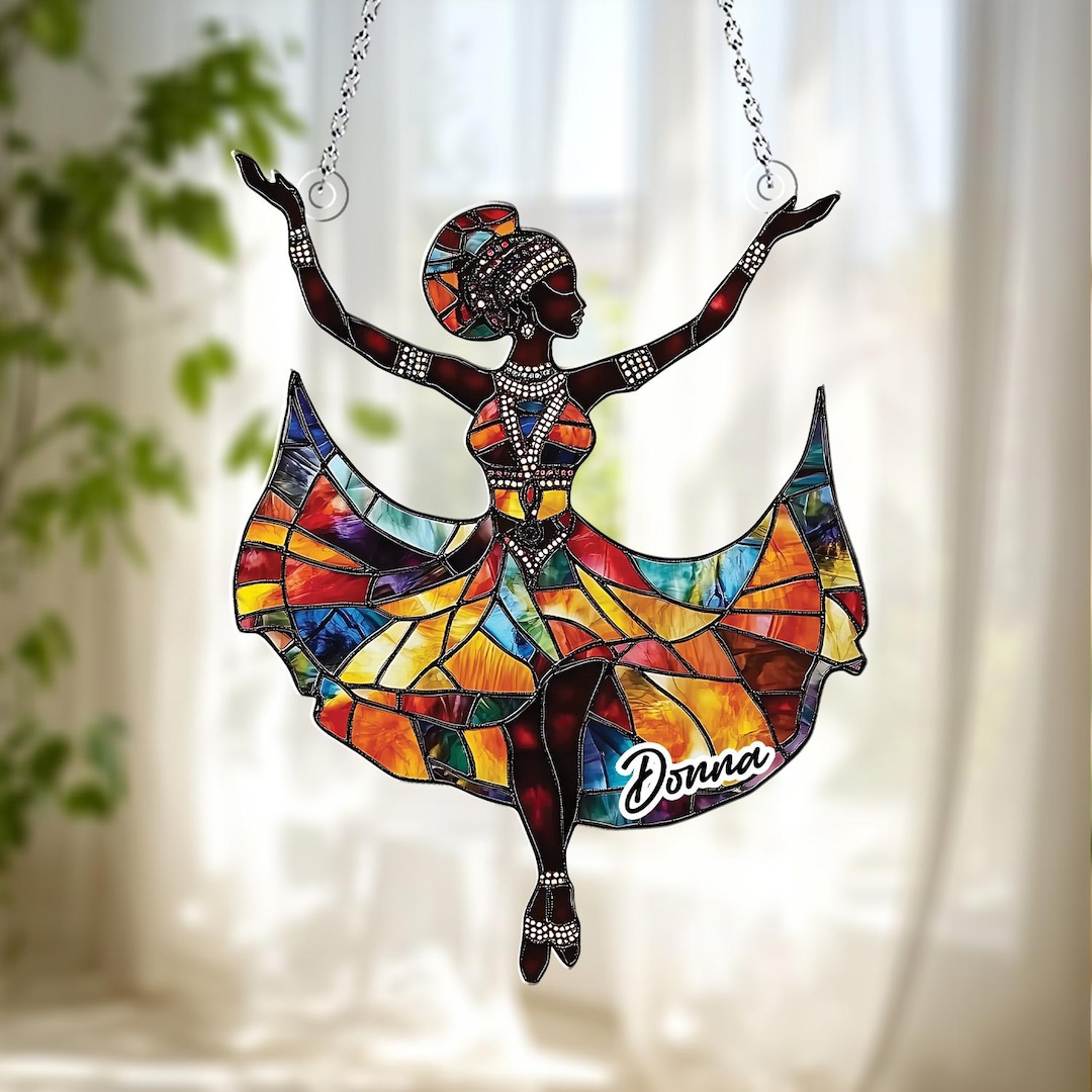 Custom Name Dancer Ballerina Acrylic Window Hanging, Colorful Goddess ...