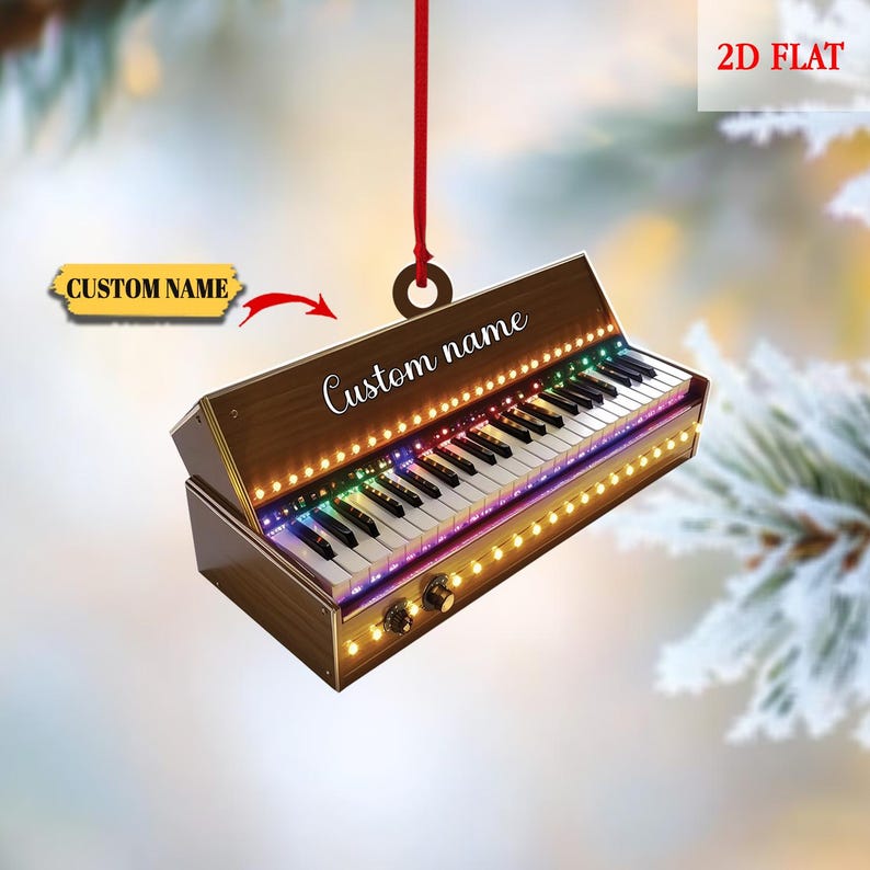 Personalized Piano Light Christmas 2d Flat Acrylic Ornament, Gift for ...