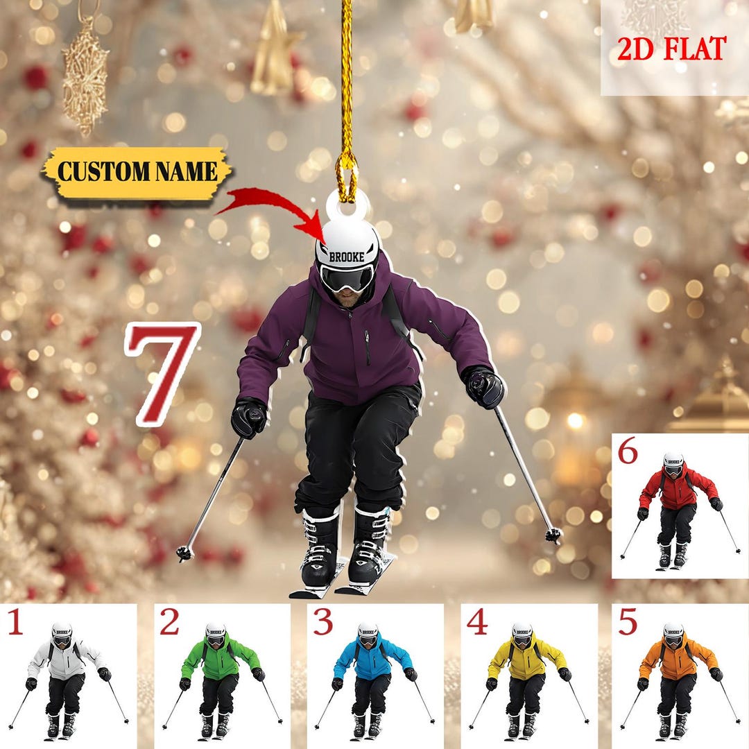 Personalized Skiing Shaped 2d Flat Acrylic Ornament, Gift for Skier ...