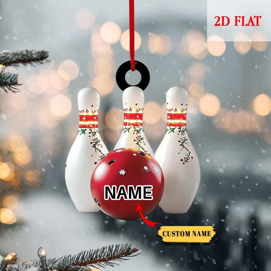 Personalized Bowling Ball & Pins 2D Flat Acrylic Ornament, Bowling ...