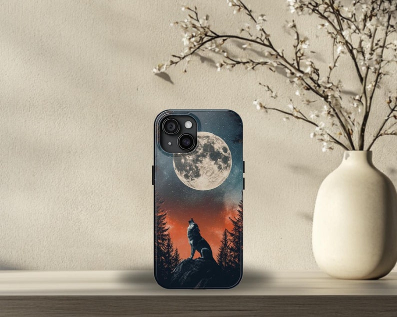 Wolf Phone Case, Wolf Howling at the Moon Phone Cover, Gift for Wolf ...
