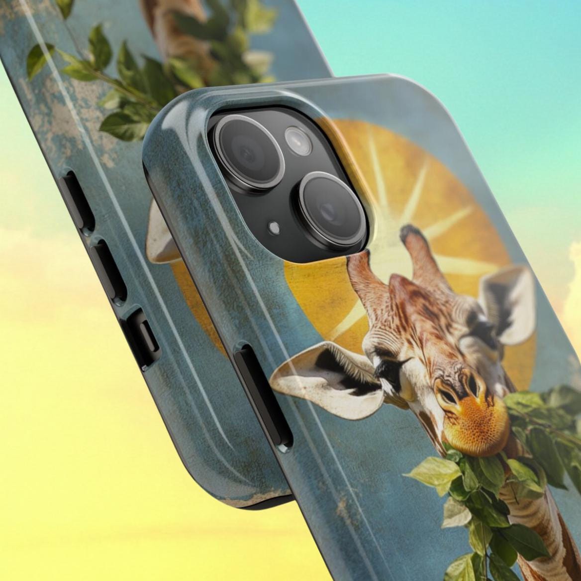 Funny Giraffe Phone Case, Cute Animal Phone Cover, Giraffe Eating ...