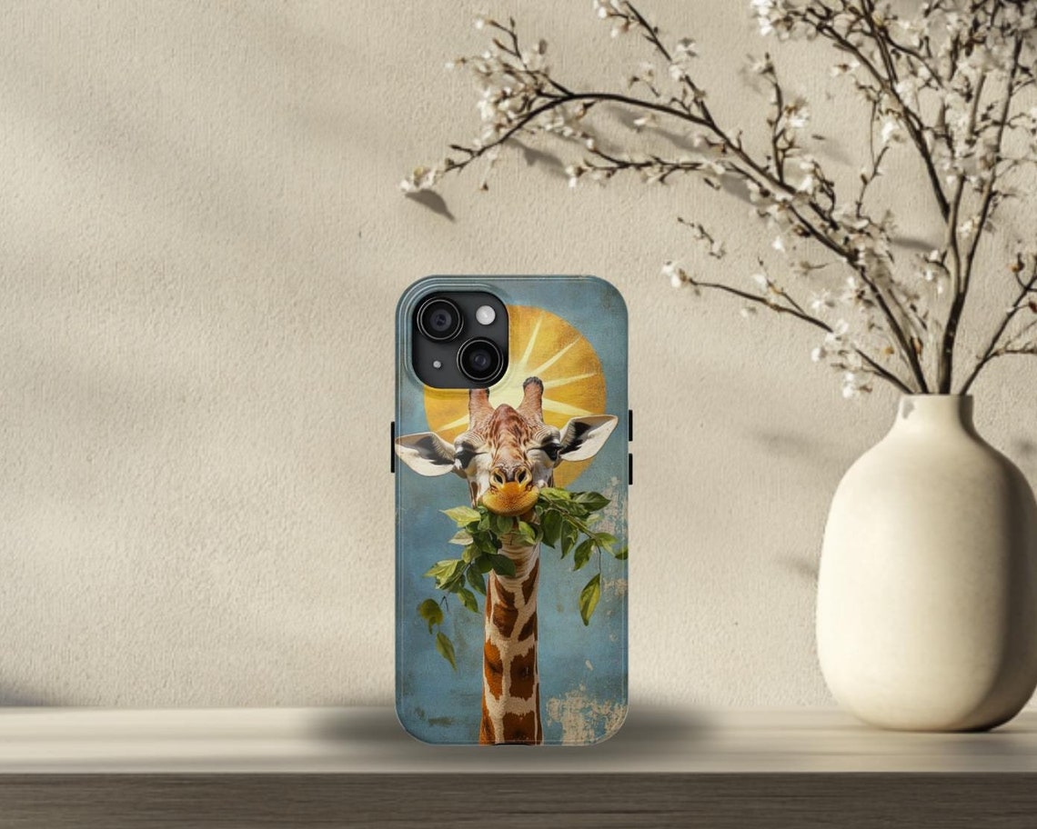 Funny Giraffe Phone Case, Cute Animal Phone Cover, Giraffe Eating ...