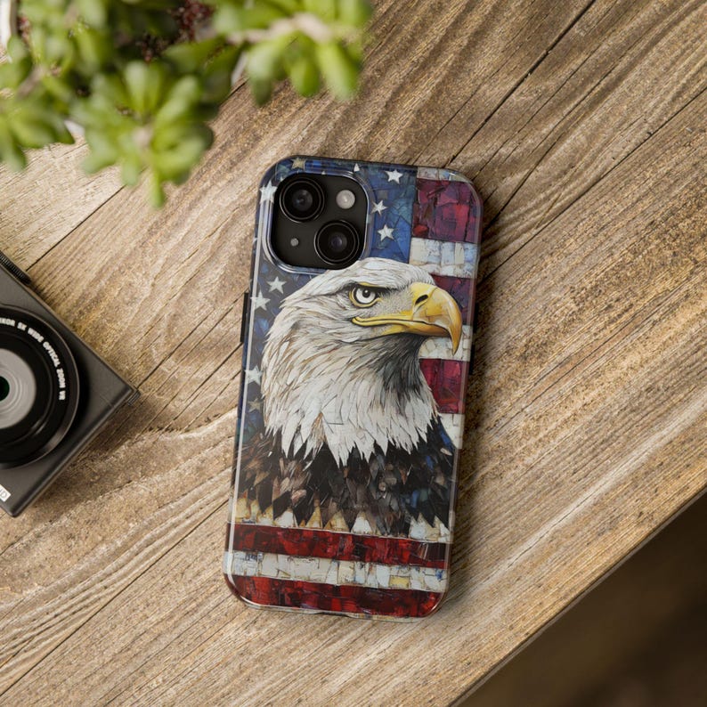 Patriotic Bald Eagle Phone Case, Patriotic American Flag Phone Cover, 4th of July Gift for ...