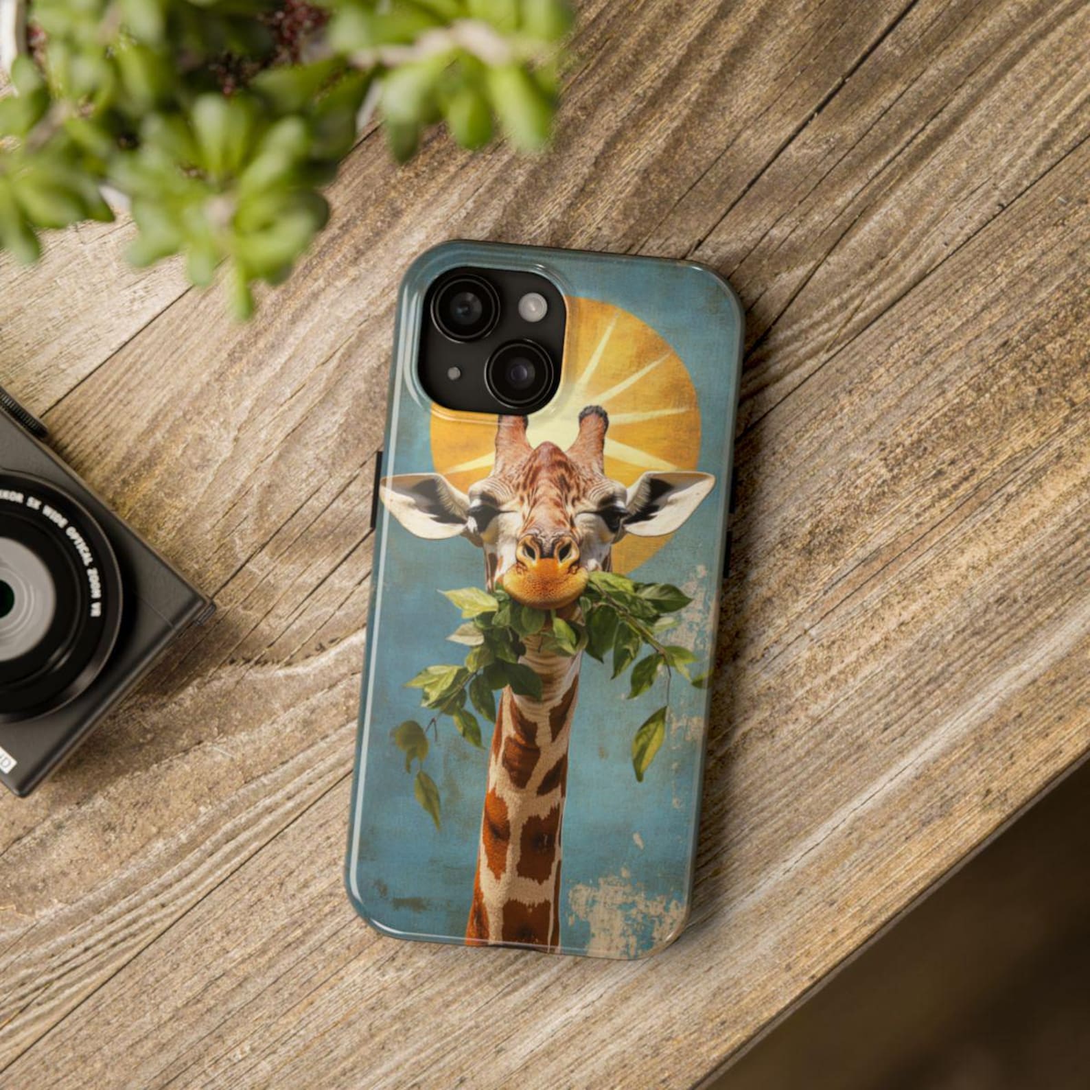 Funny Giraffe Phone Case, Cute Animal Phone Cover, Giraffe Eating ...