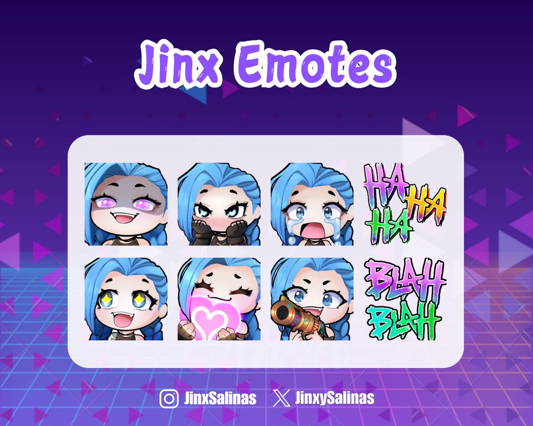 Jinx Arcane Emote Set: Chibi Twitch & Discord Emotes (digital Download ...