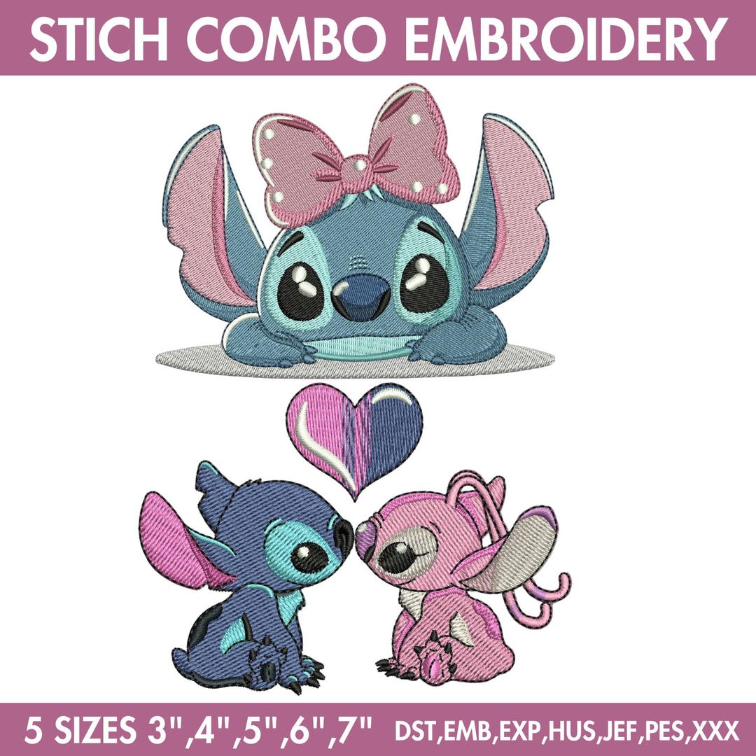 Stitch With Heart Embroidery Design, Lilo Machine File (digital ...