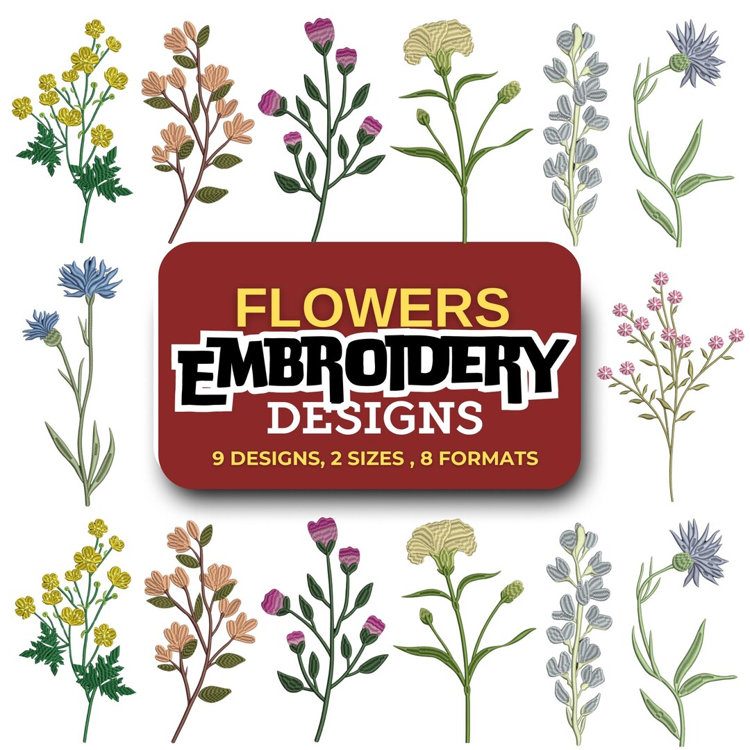 Wildflower Machine Embroidery Designs: Botanical Floral Pattern ...