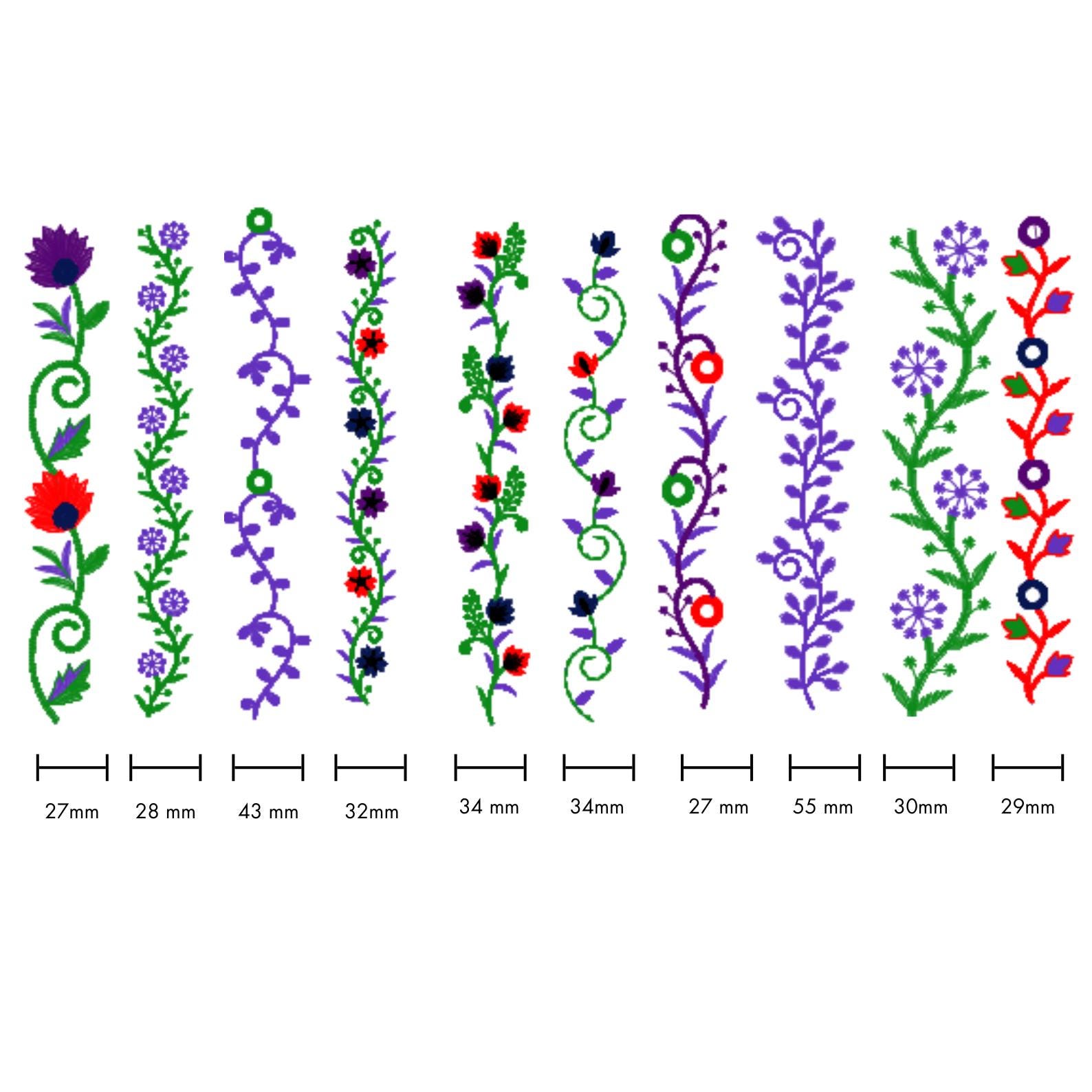 30 Floral Border Embroidery Designs: Creative Machine Patterns (instant ...