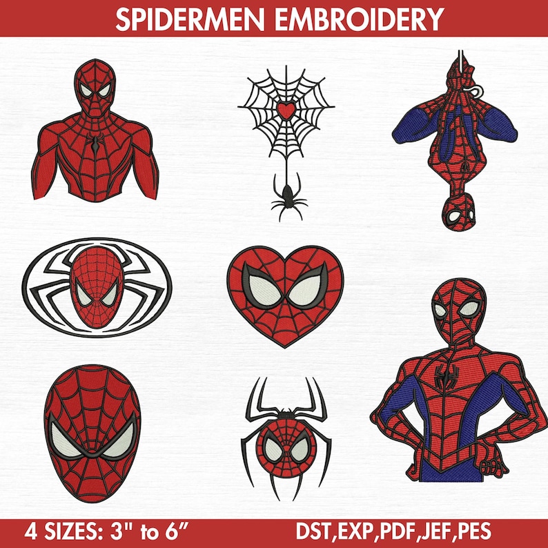 Spiderman Embroidery Designs: Superhero Machine Embroidery File ...