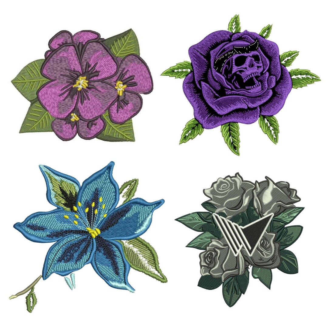 Floral Machine Embroidery Designs: Rose & Boho Flowers (PES, PSD) - Etsy