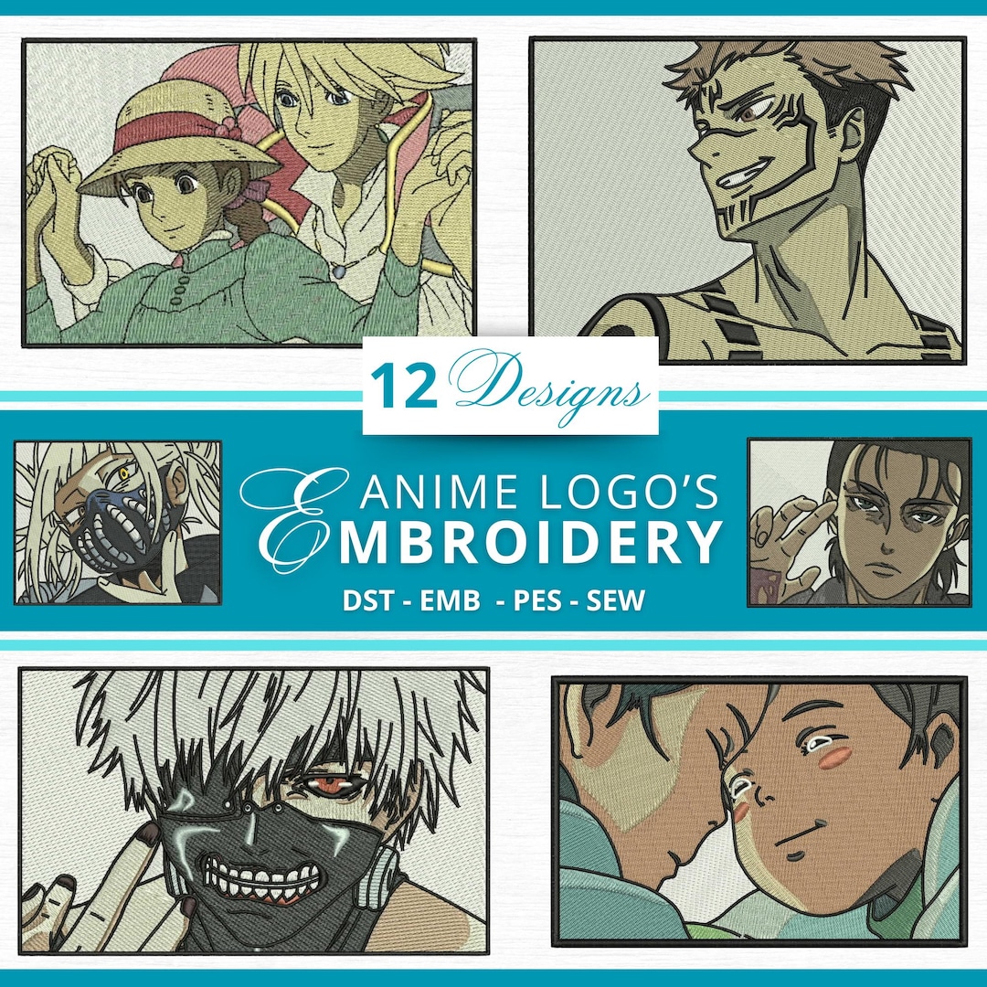 12 Anime Embroidery Designs: Machine Embroidery Files (instant Download ...