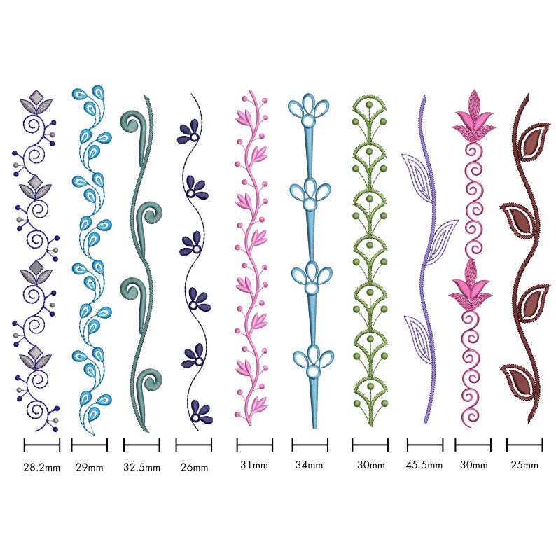 30 Floral Border Embroidery Designs: Creative Machine Patterns (instant ...