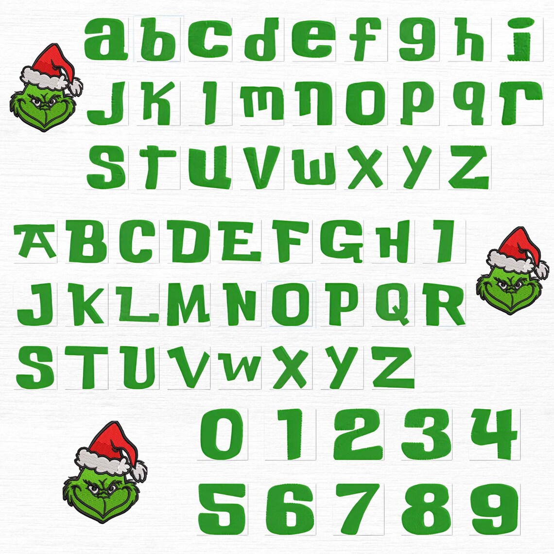 Grinch Embroidery Font Bundle: Letters & Numbers (DST) - Etsy