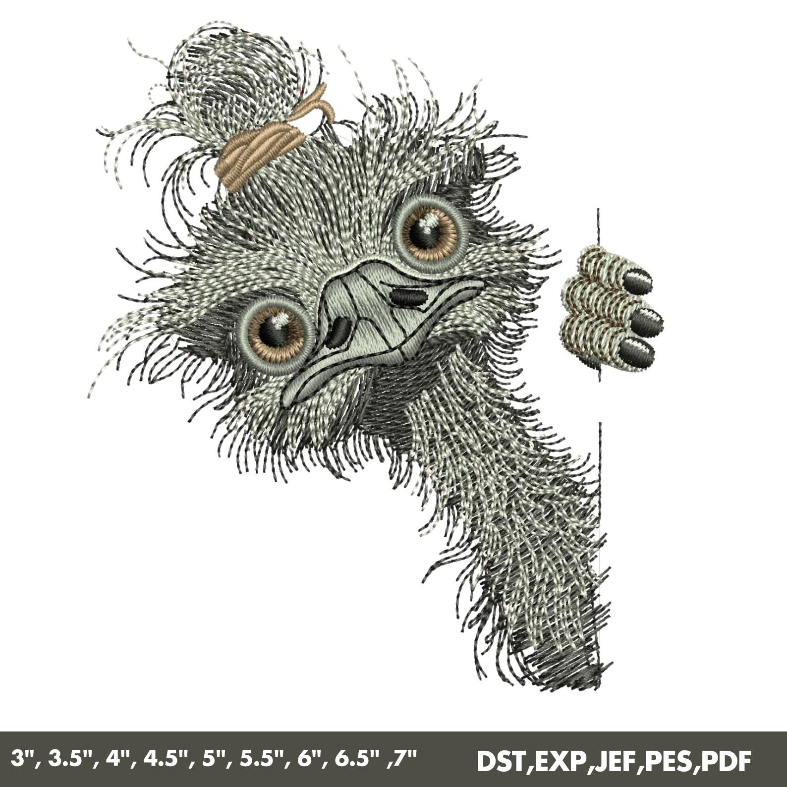 Funny Ostrich Peeking Machine Embroidery Design (3-7 Inch) (digital ...