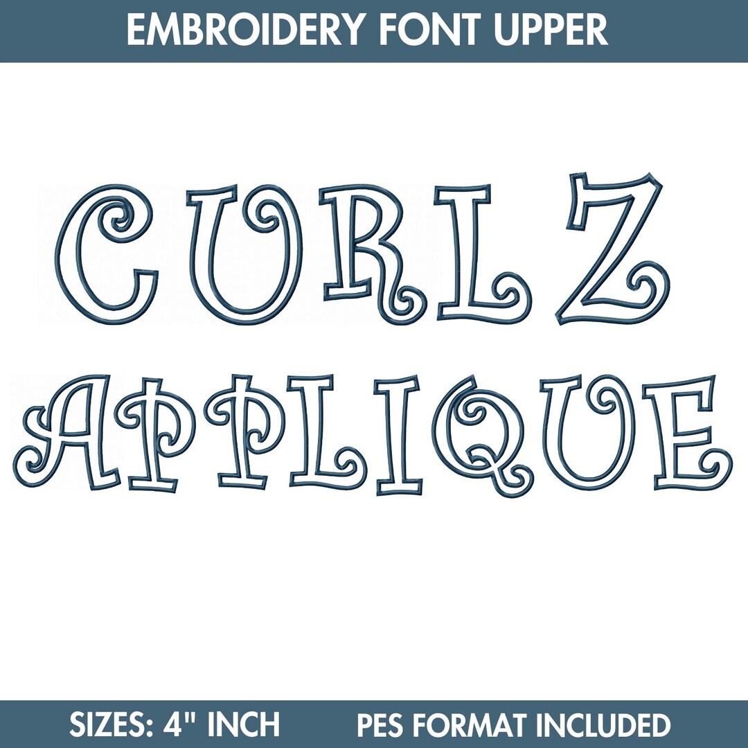 Curls Applique Embroidery Font, Curls Applique Alphabet, Machine ...