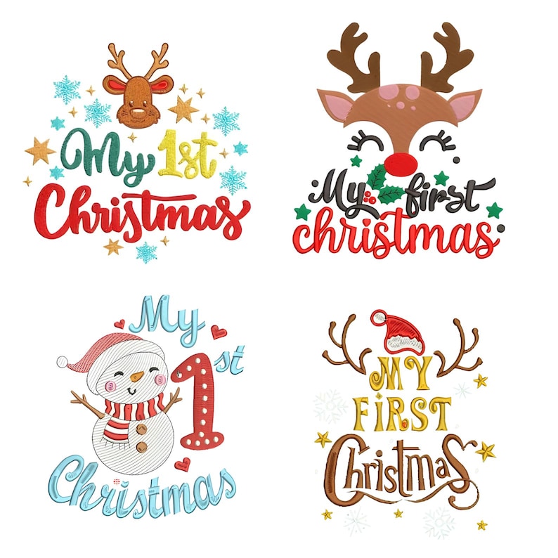 Baby's First Christmas Embroidery Design Bundle (digital Download) - Etsy