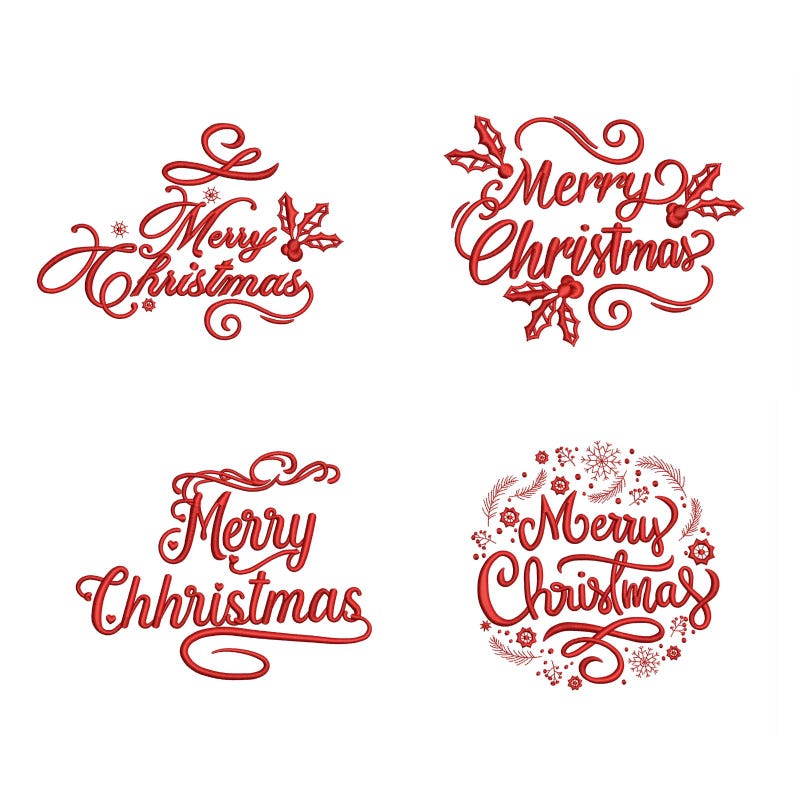 Merry Christmas Logo Embroidery Designs: Holiday Script (digital ...
