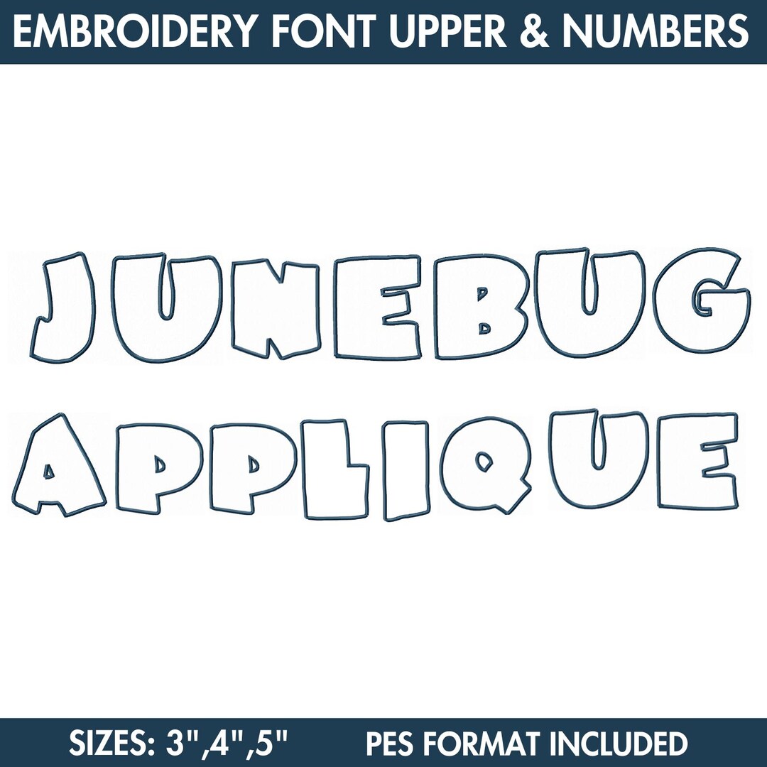 Junebug Applique Embroidery Font, Junebug Applique Alphabet, Machine ...