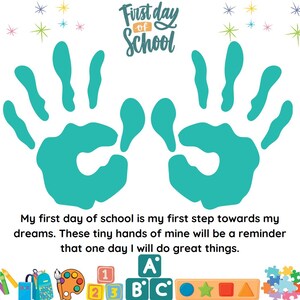 First Day of School Handprint Craft Printable, Instant Download First ...