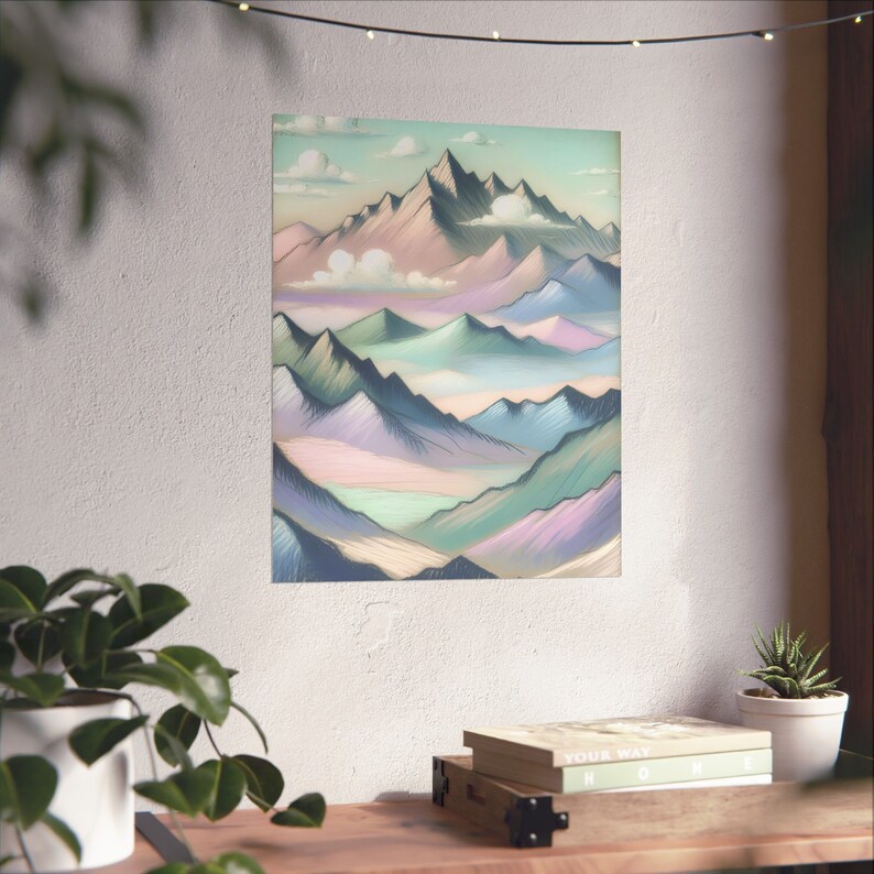 Minimalist Abstract Mountain Art Print Modern Wall Decor Canvas Poster ...
