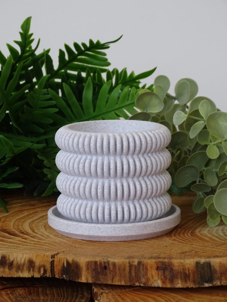 Wavy Planter With Drip Tray, the Clifton | Vegan and Eco Friendly ...