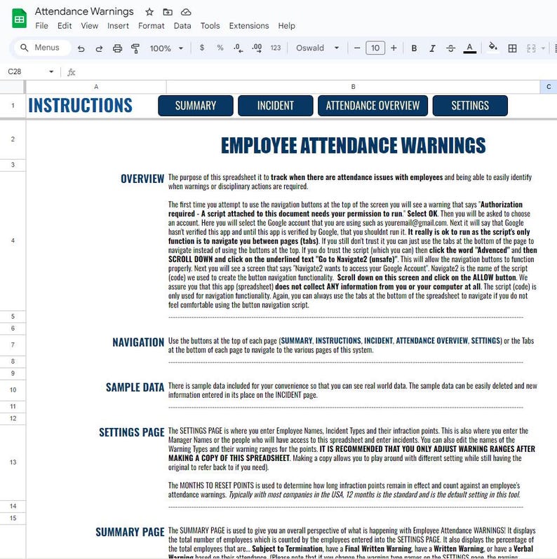 Employee Attendance Solution - Warning and Points System - Etsy