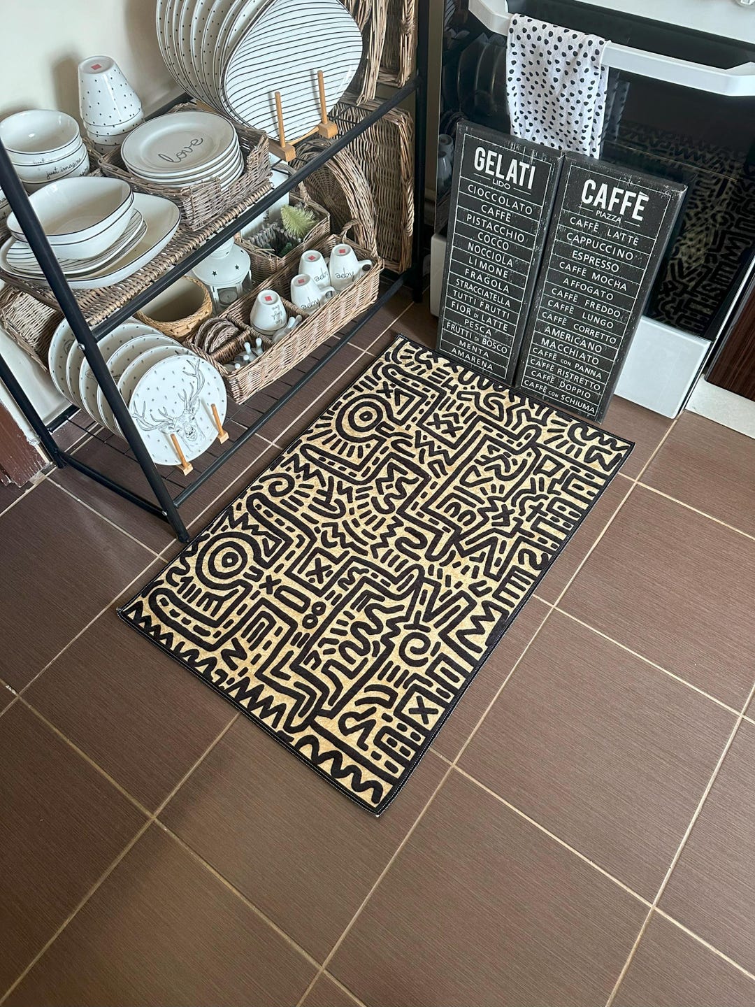 Hypebeast Rug ,keith Haring Rug,dancing Man Rug,doodle Rug,yellow Rug ...