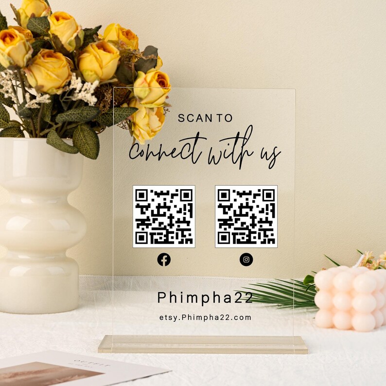 Custom QR Code Acrylic Sign, Personalized QR Sign, Small Business Sign ...
