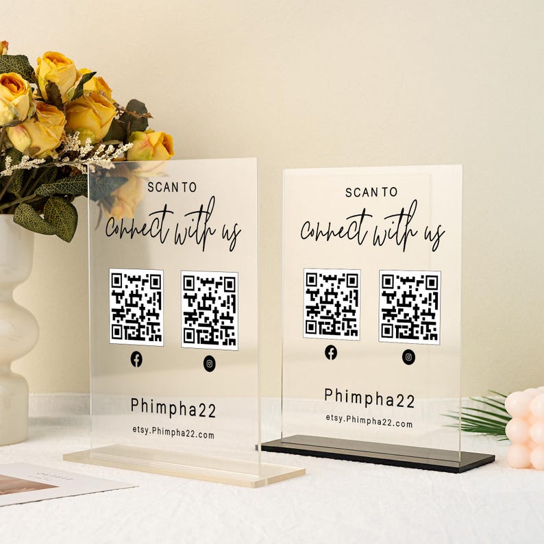 Custom QR Code Acrylic Sign, Personalized QR Sign, Small Business Sign ...