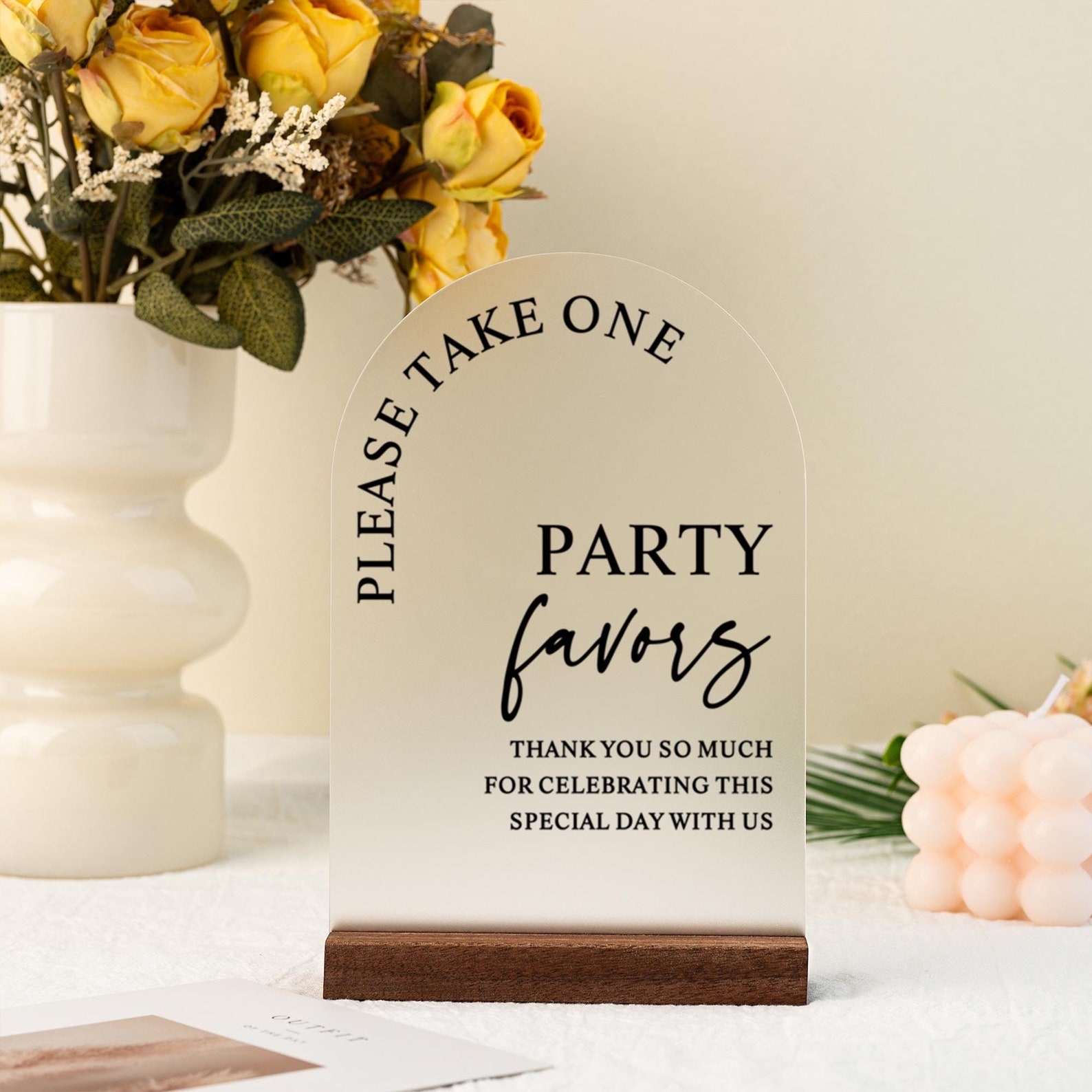 Party Favors Arch Table Sign, Party Favors Sign, Modern Script Acrylic ...