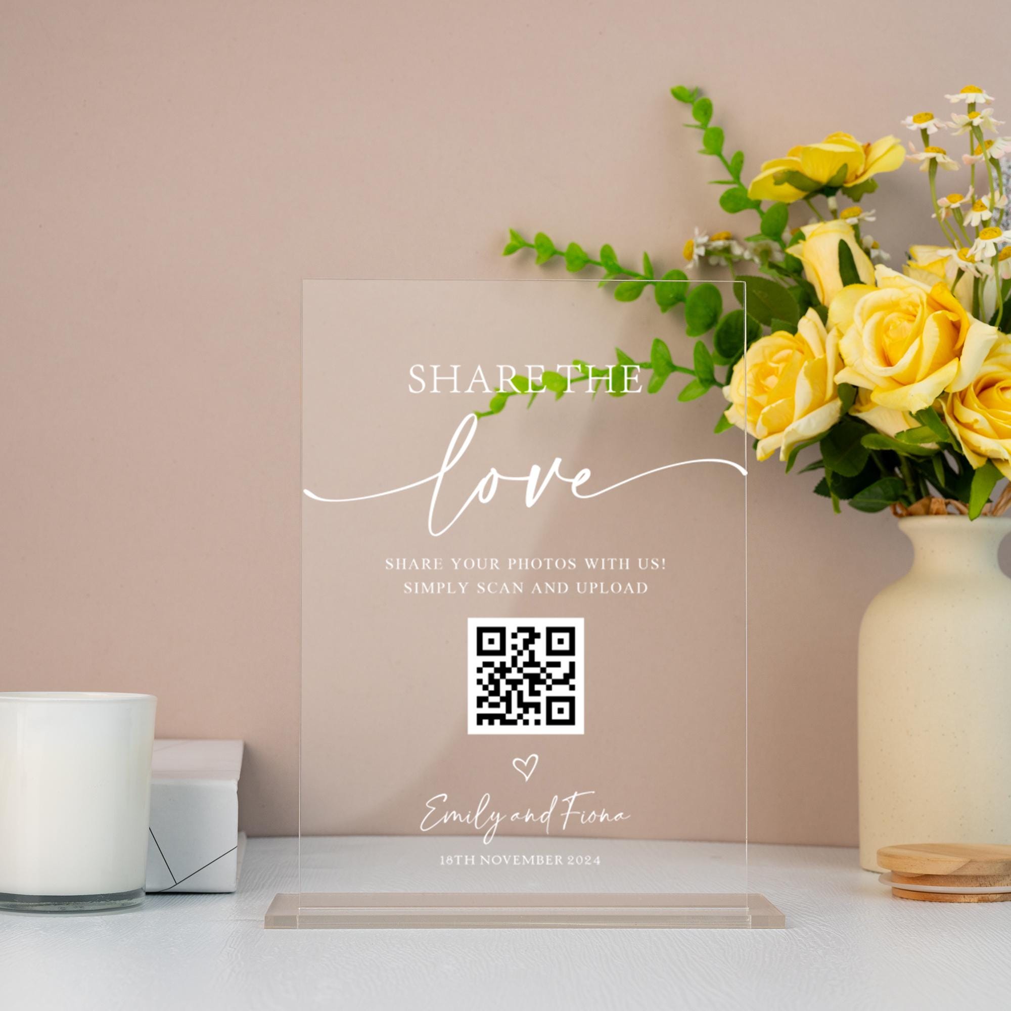 Share the Love QR Code Sign, Custom Acrylic Share the Love Sign ...