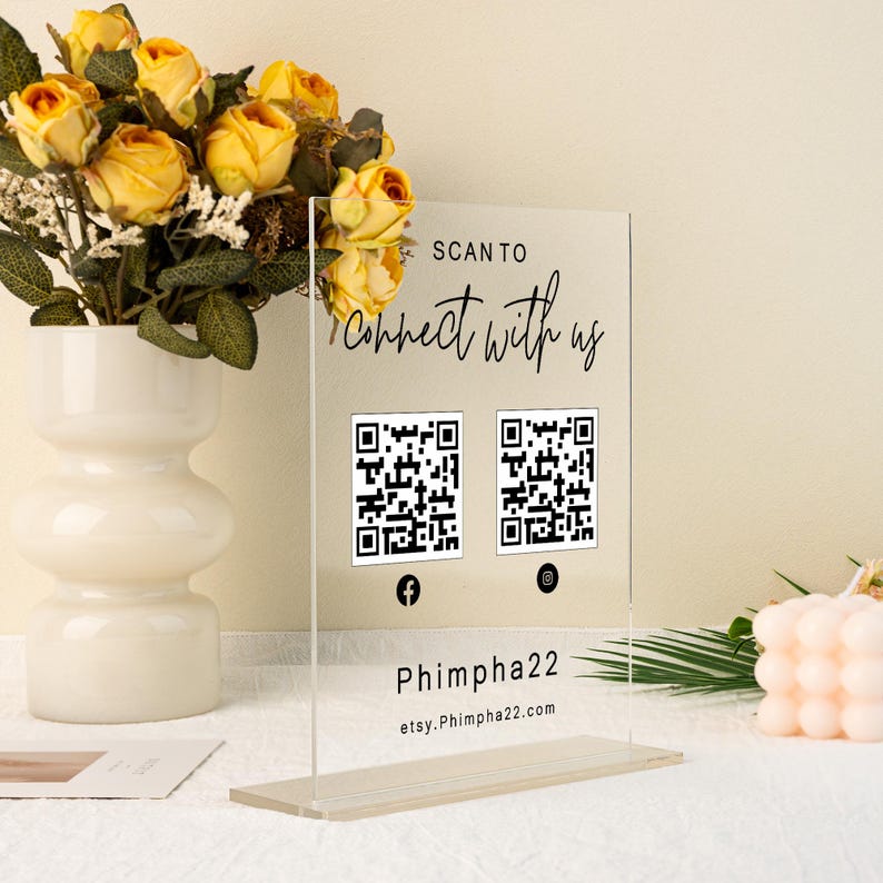 Custom QR Code Acrylic Sign, Personalized QR Sign, Small Business Sign ...