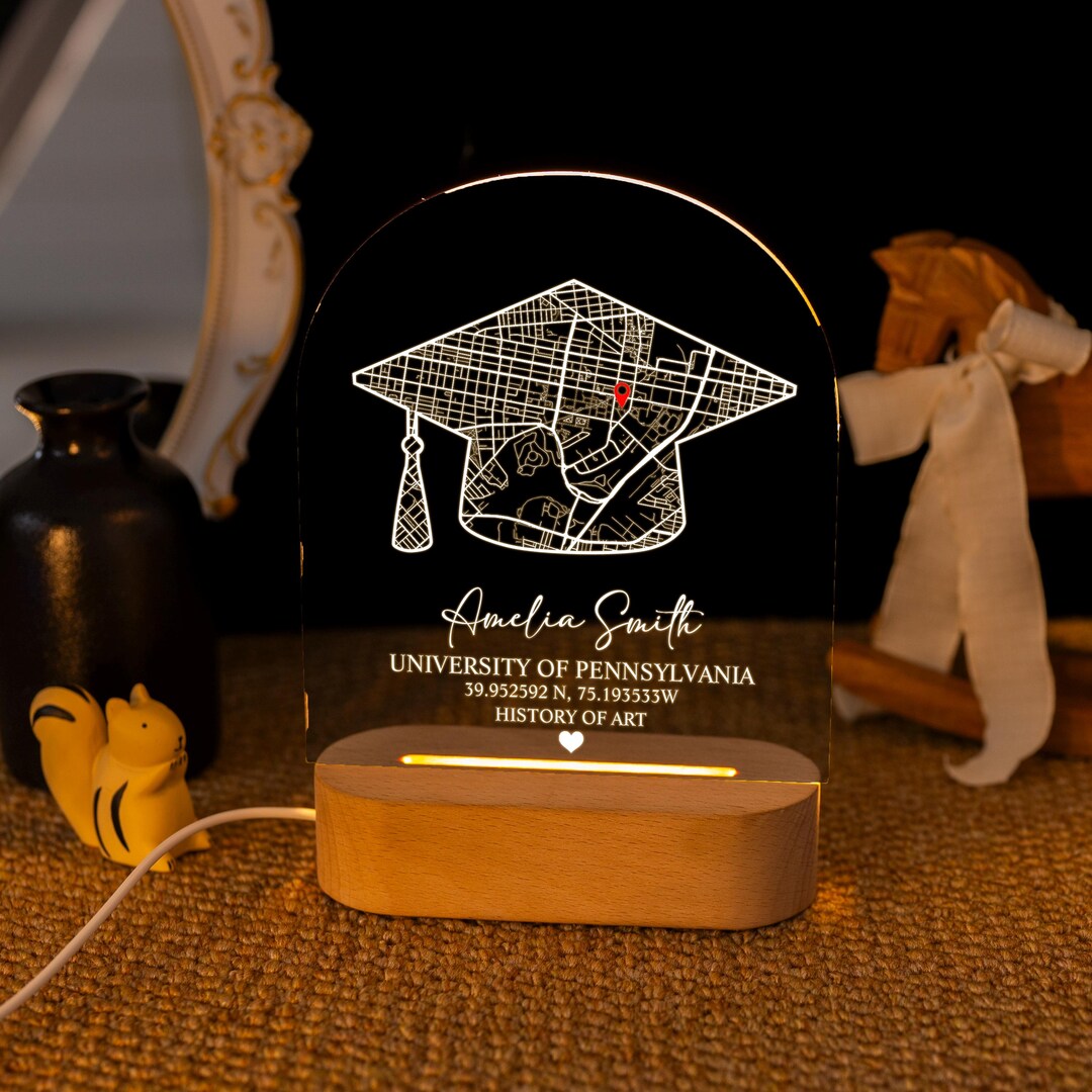 Personalized Campus Map Night Light, Custom College Map LED Night Lamp ...