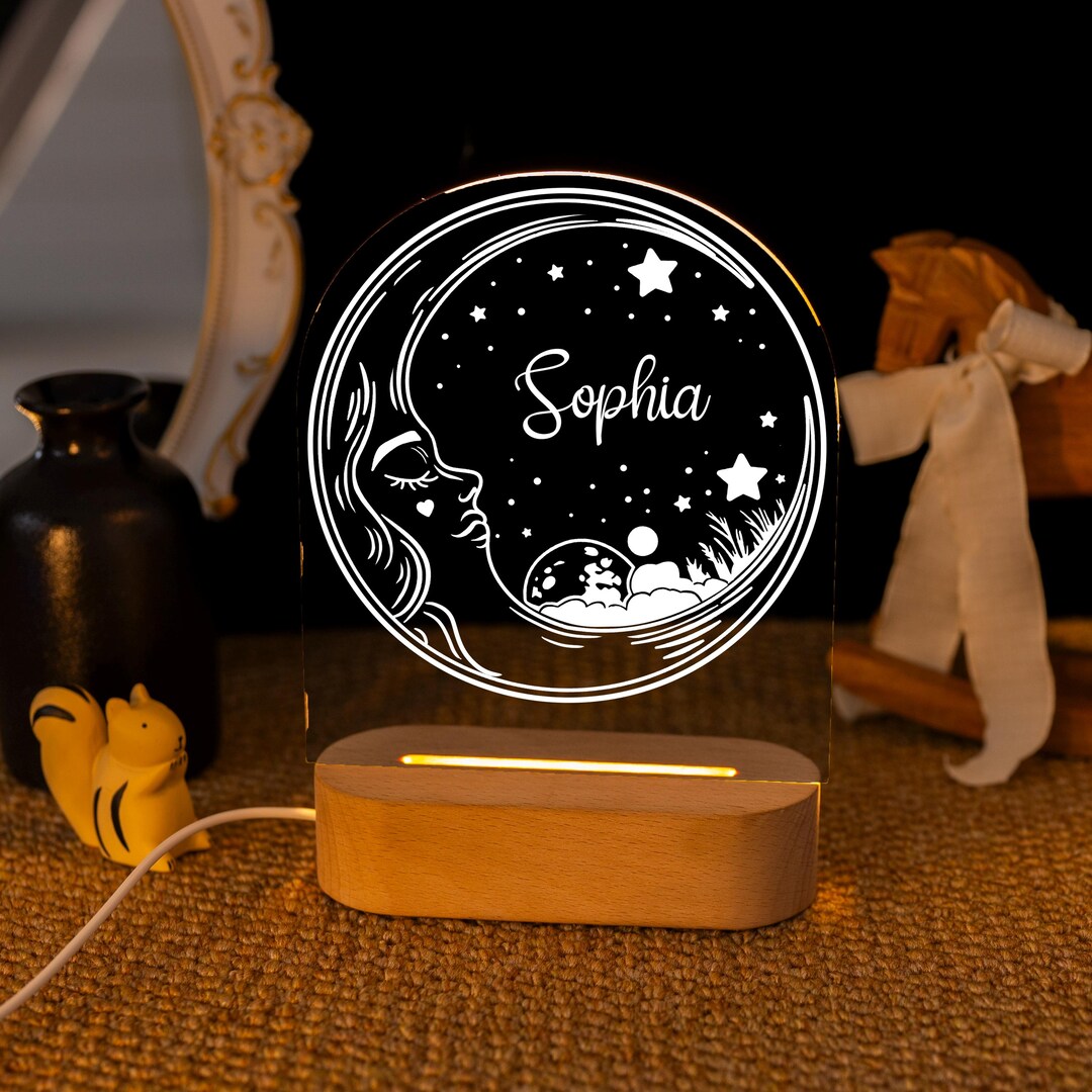 Custom Moon and Stars Night Light, Personalized Baby Nursery Decor - Etsy