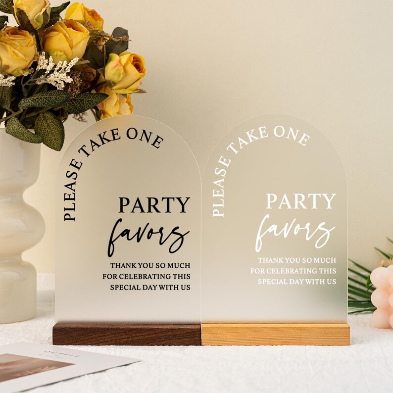 Party Favors Arch Table Sign, Party Favors Sign, Modern Script Acrylic ...