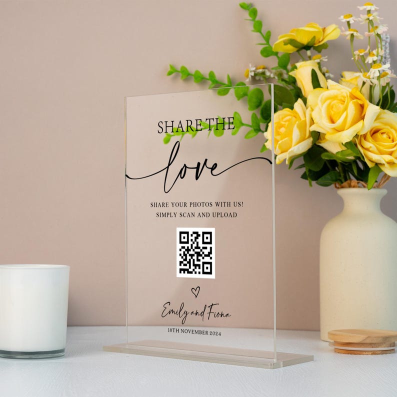 Share the Love QR Code Sign, Custom Acrylic Share the Love Sign ...