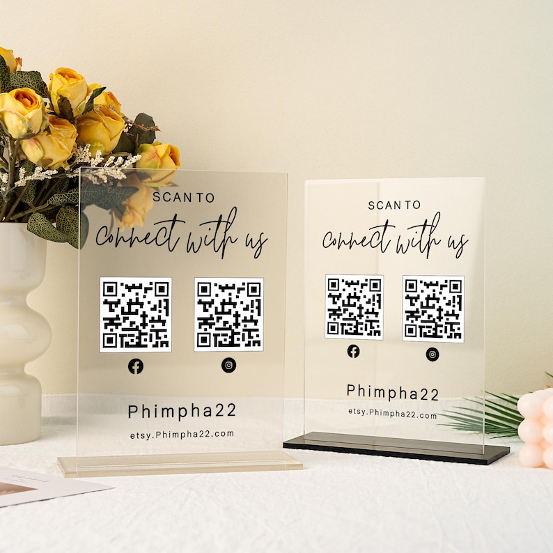 Custom QR Code Acrylic Sign, Personalized QR Sign, Small Business Sign ...