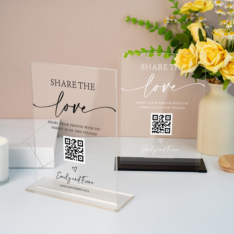 Share the Love QR Code Sign, Custom Acrylic Share the Love Sign ...