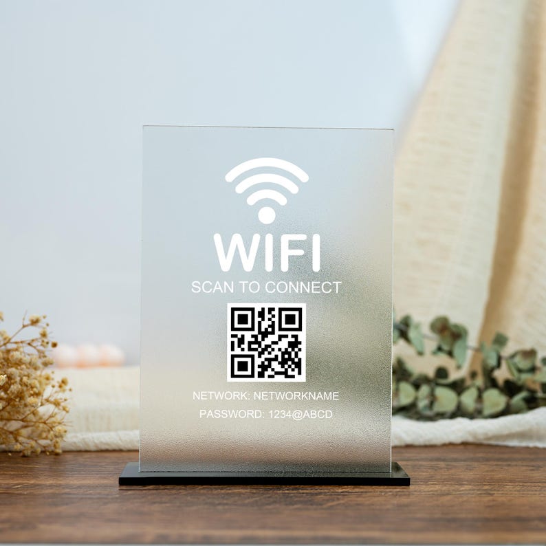 Custom QR Code Wifi Sign: Frosted Acrylic Guest Network Plaque - Etsy