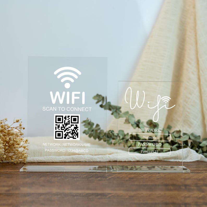 Custom QR Code Wifi Sign: Frosted Acrylic Guest Network Plaque - Etsy