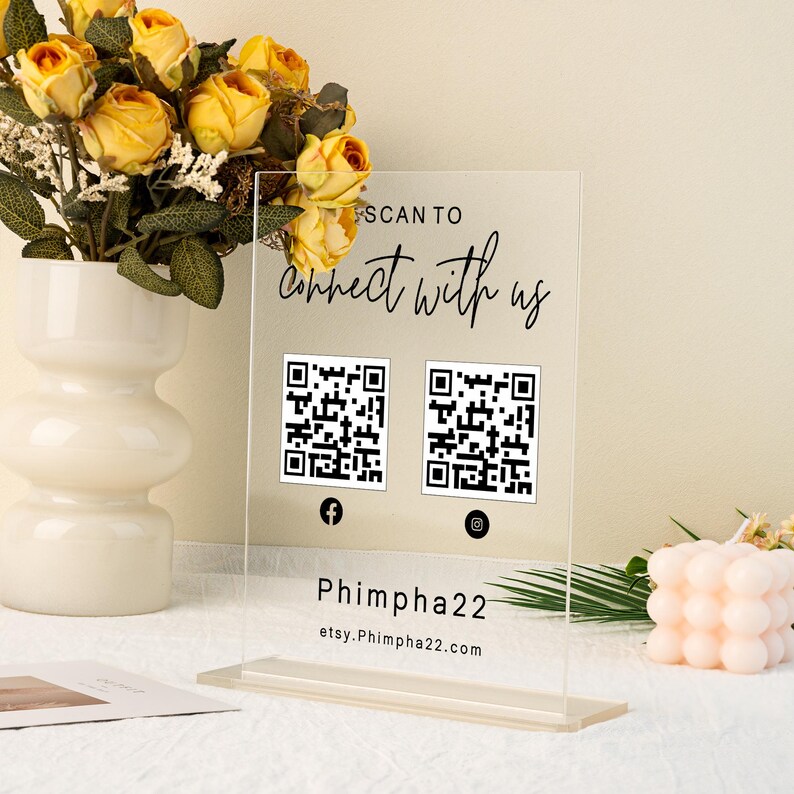 Custom QR Code Acrylic Sign, Personalized QR Sign, Small Business Sign ...
