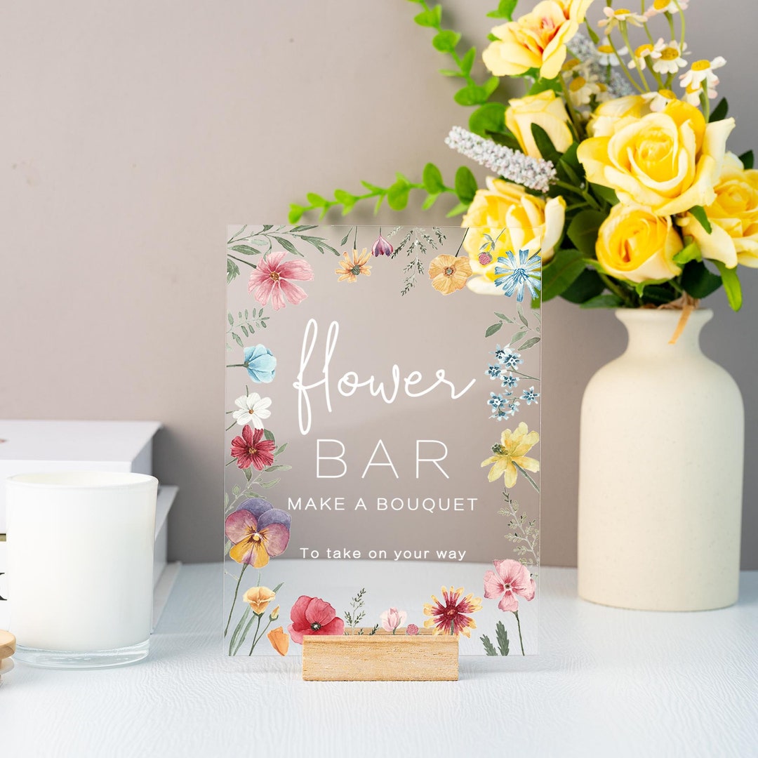 Personalized Wildflower Flower Bar Sign Template, Floral Wedding Signs ...